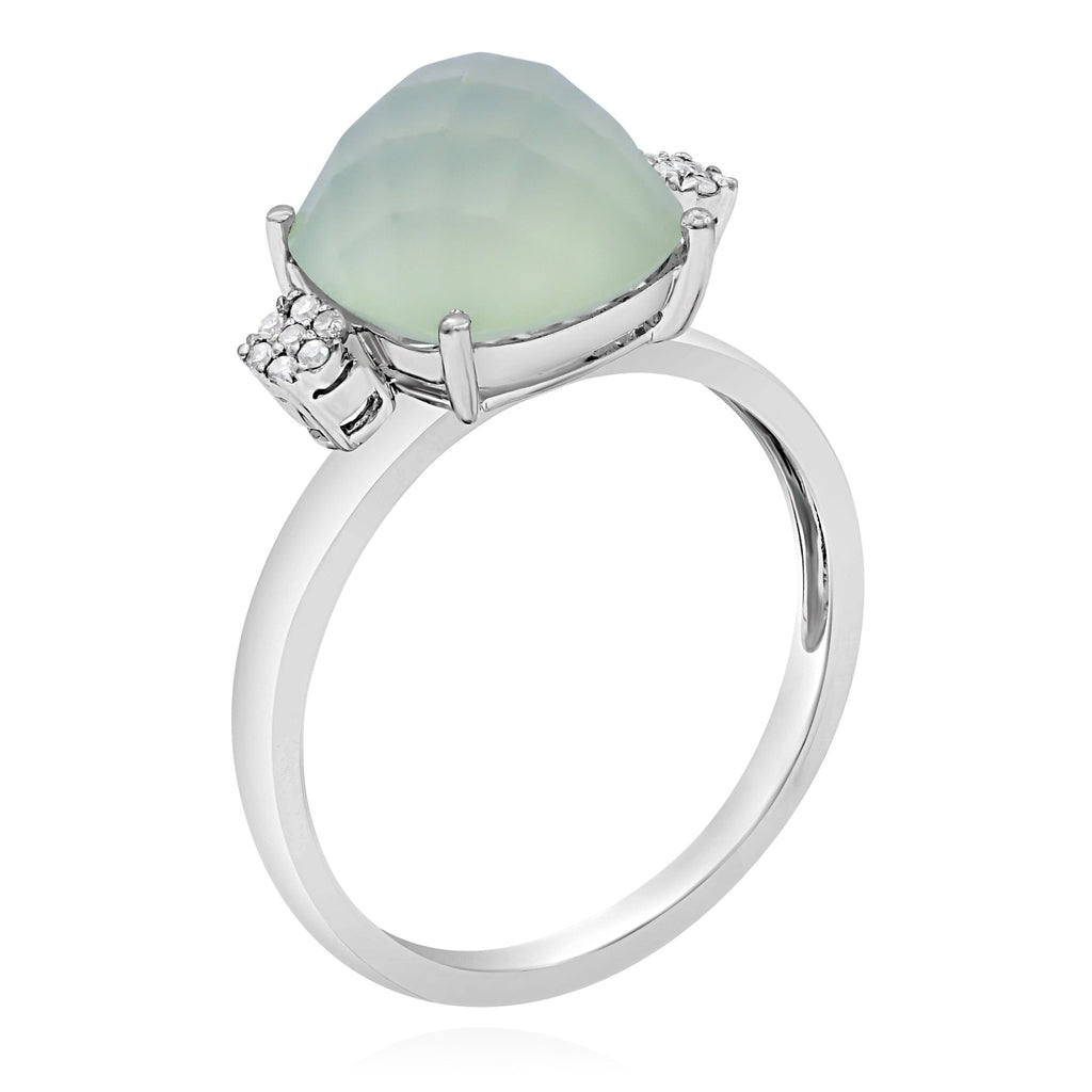 0.05ct Diamond and 4.71ct Prehnite Ring set in 14KT White Gold / RSC94